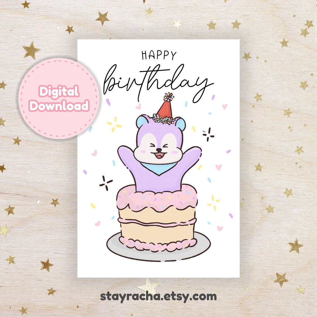 BT21 MANG Birthday Card Printable Digital Download - BTS J-hope Card ...