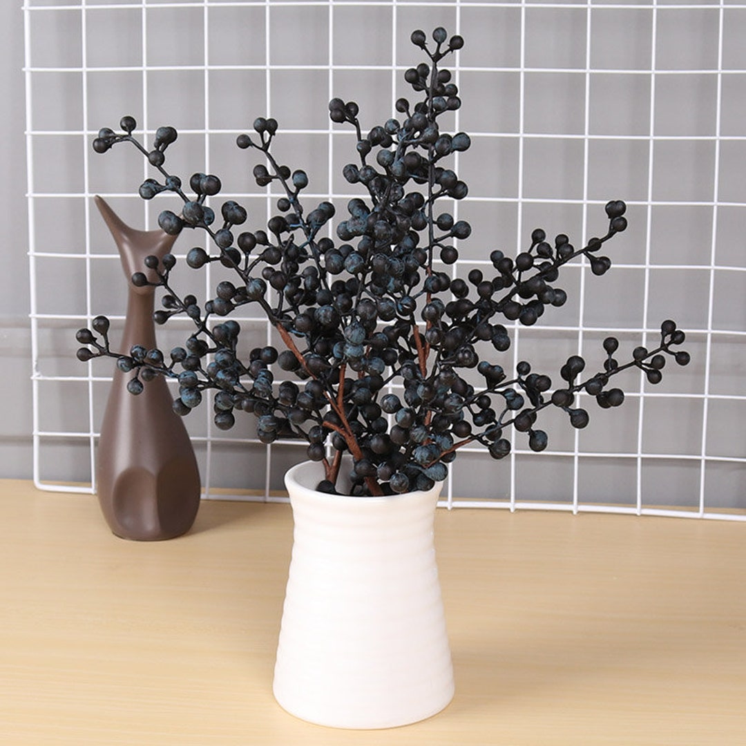 Artificial Berries on Stems Berry Branch Black Witch Decor Artificial ...
