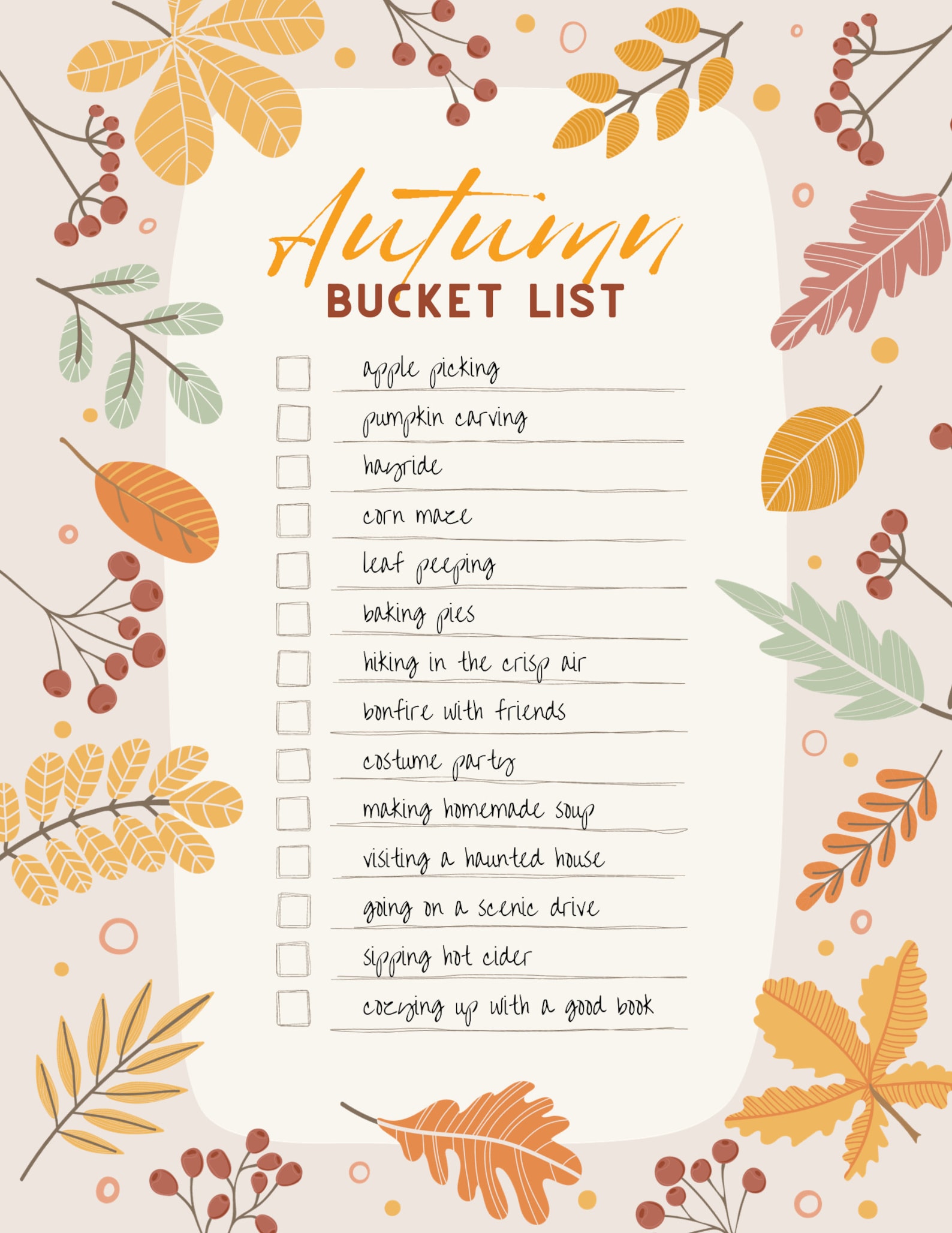 AUTUMN BUCKET LIST - Etsy UK