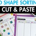 2D Shape Sorting Cut and Paste Activity Worksheets for Kindergarten ...