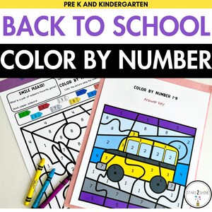 Back to School Color by Number Pre K | Color by Number Math Worksheets ...