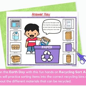 Earth Day Recycling Sort - Recycle Sort Activity - Recycling Cut and ...