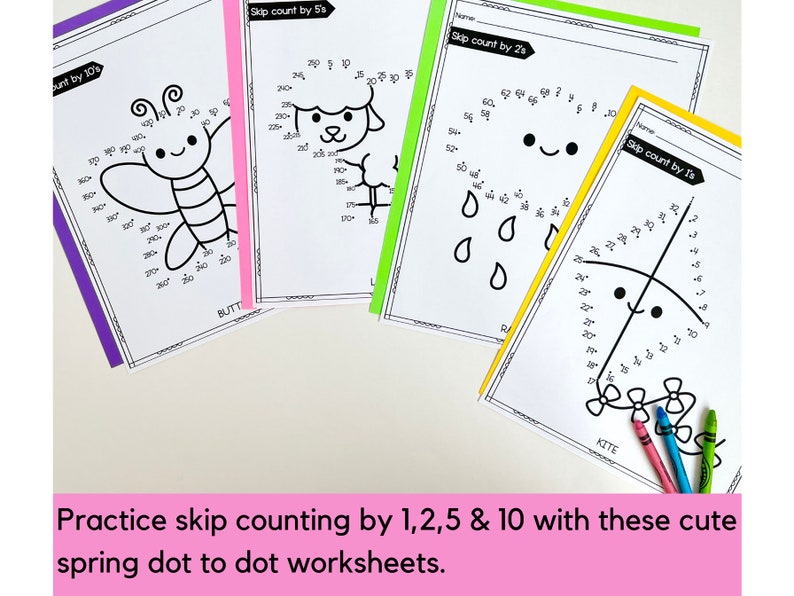 Spring Skip Counting Dot to Dot| ABC Order Dot to Dot Worksheets ...
