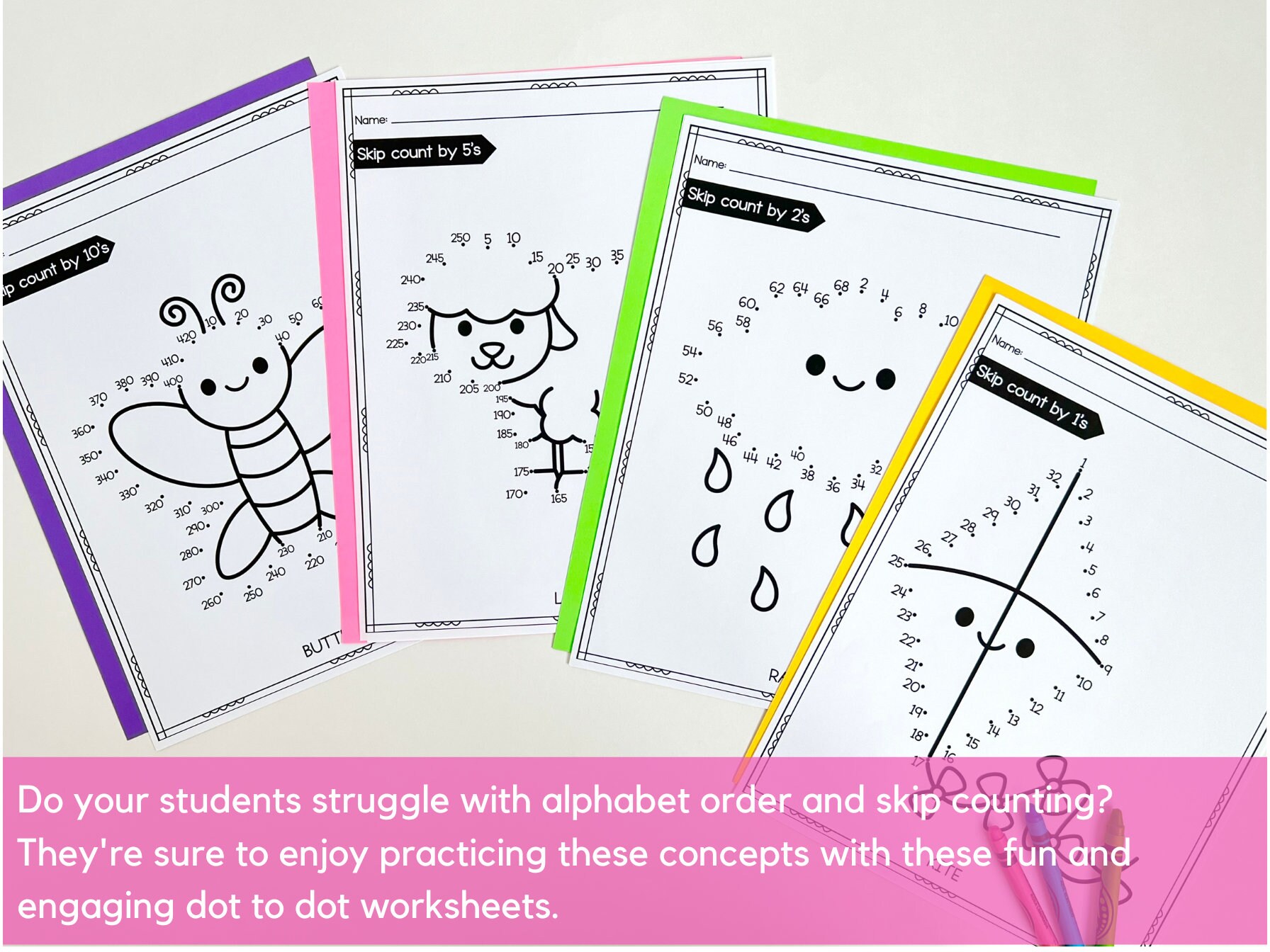 Spring Skip Counting Dot to Dot| ABC Order Dot to Dot Worksheets ...