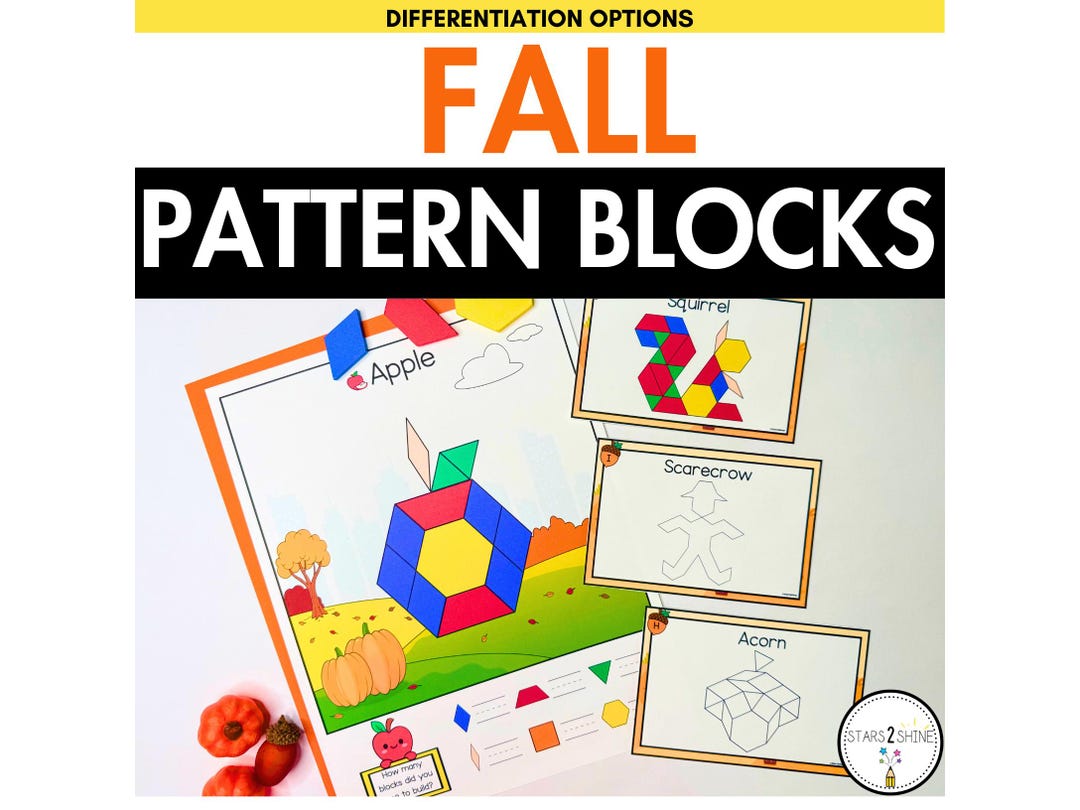 Fall Pattern Blocks Mats and Task Cards | Autumn Pattern Block ...