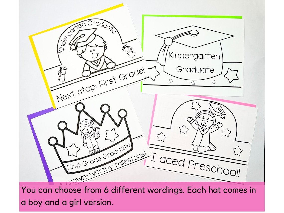 Printable Graduation Hat and Graduation Cap for Preschool, Kindergarten ...
