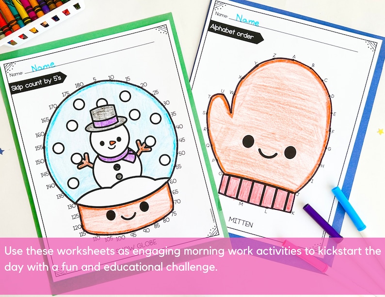 Winter Skip Counting Dot to Dot| ABC Order Dot to Dot Worksheets ...