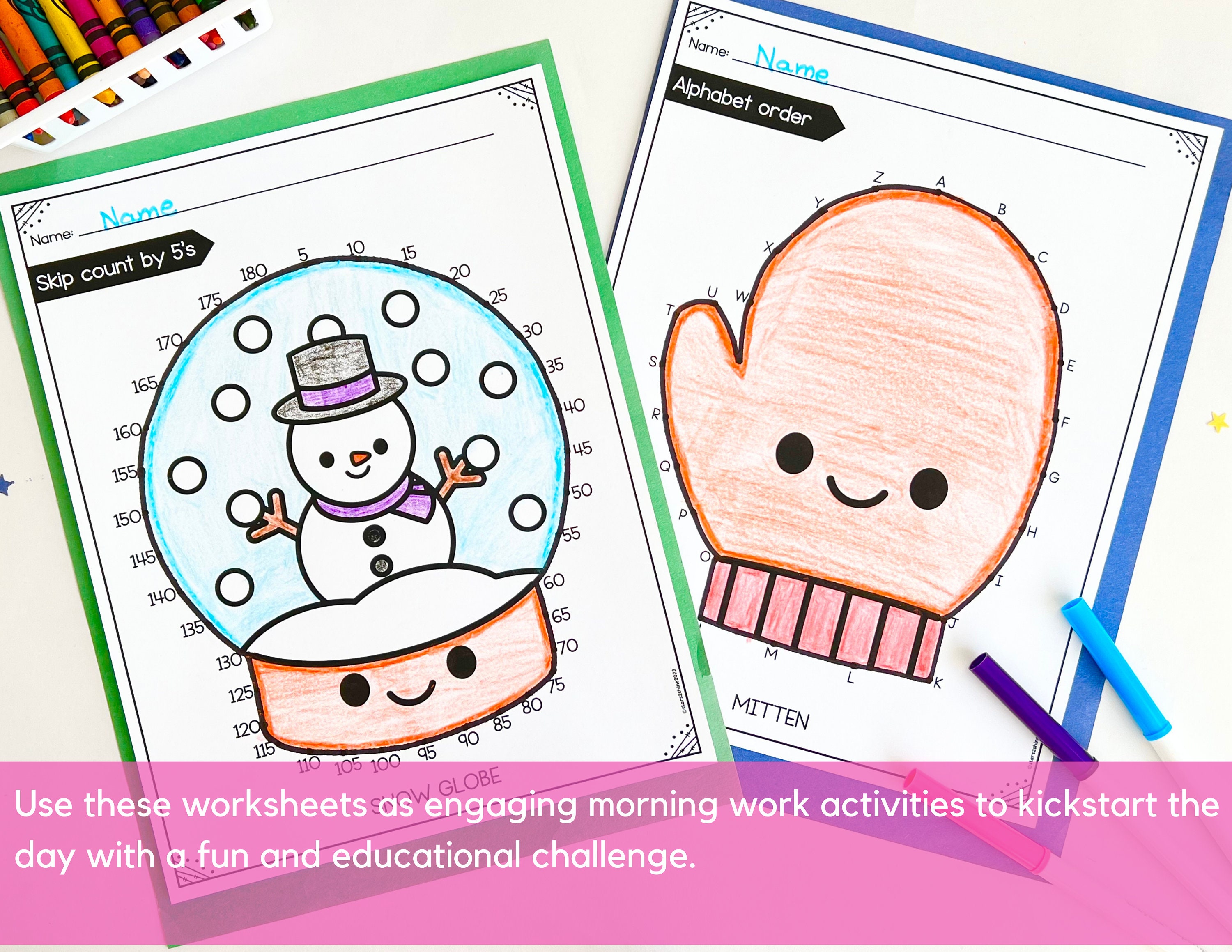 Winter Skip Counting Dot to Dot| ABC Order Dot to Dot Worksheets ...