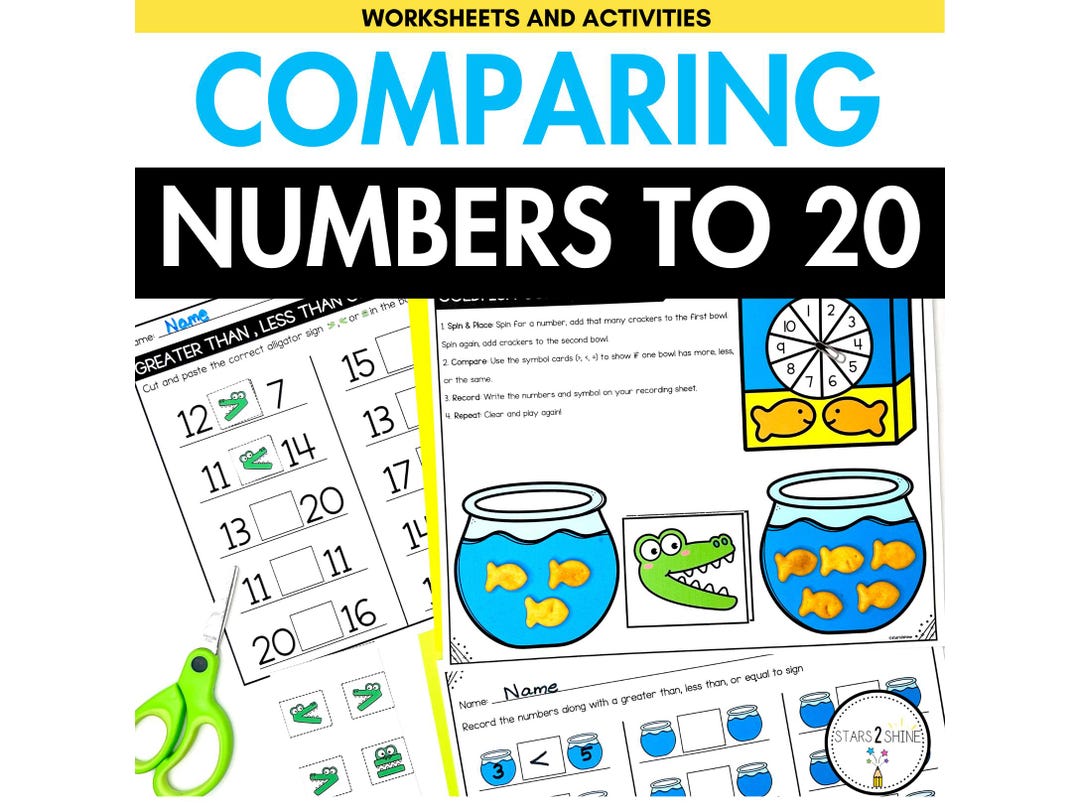Greater Than Less Than Equal to Worksheet | Comparing Numbers to 20 ...