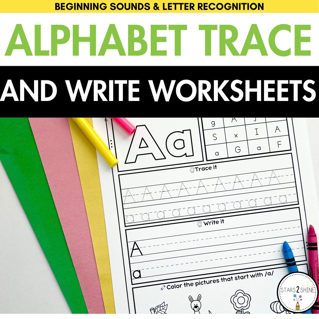 Alphabet Trace and Write Worksheets Beginning Sounds & Letter ...