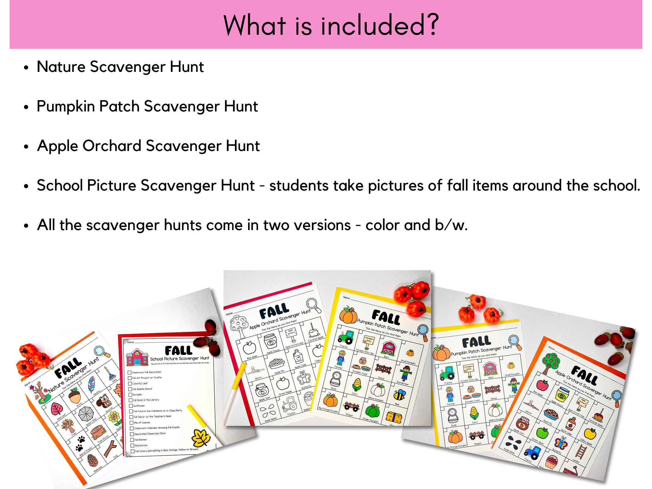 Fall Scavenger Hunt | Nature Walk Scavenger Hunt | Pumpkin Patch ...