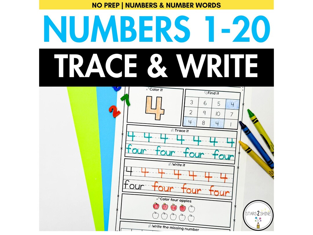 Number Tracing Worksheets 1 to 20 for Preschool and Kindergarten ...