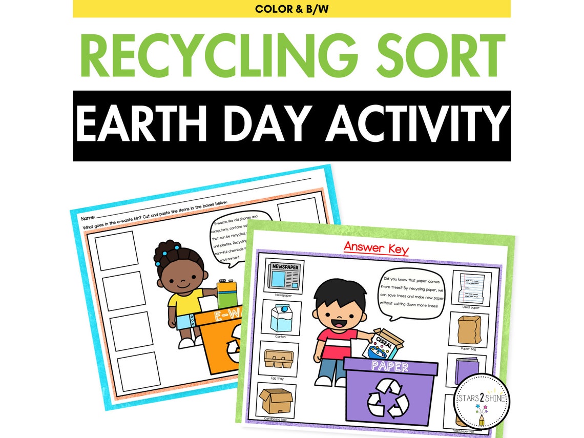 Earth Day Recycling Sort - Recycle Sort Activity - Recycling Cut and ...