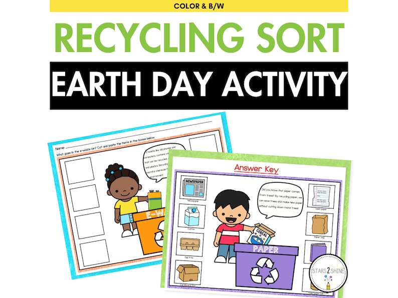 Earth Day Recycling Sort - Recycle Sort Activity - Recycling Cut and ...
