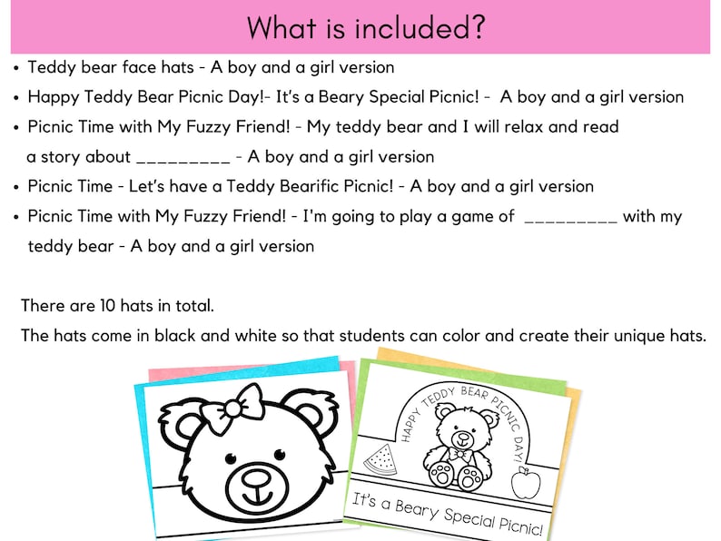 Teddy Bear Picnic Craft | Teddy Bear Hats for Teddy Bear Picnic Day ...