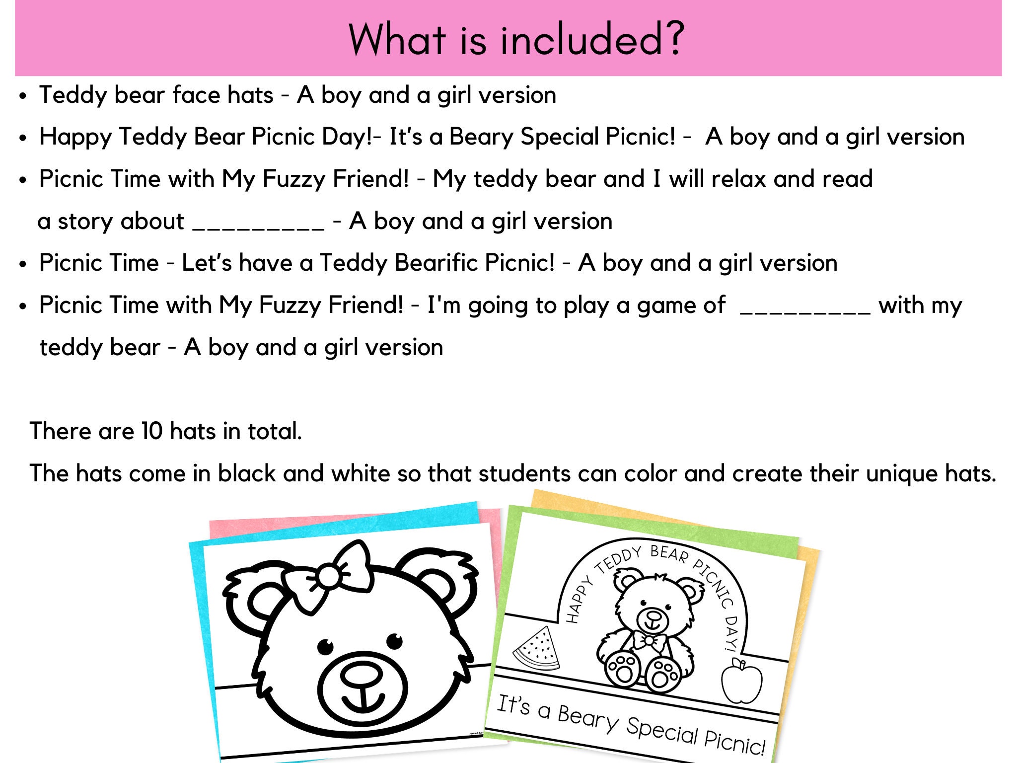 Teddy Bear Picnic Craft | Teddy Bear Hats for Teddy Bear Picnic Day ...