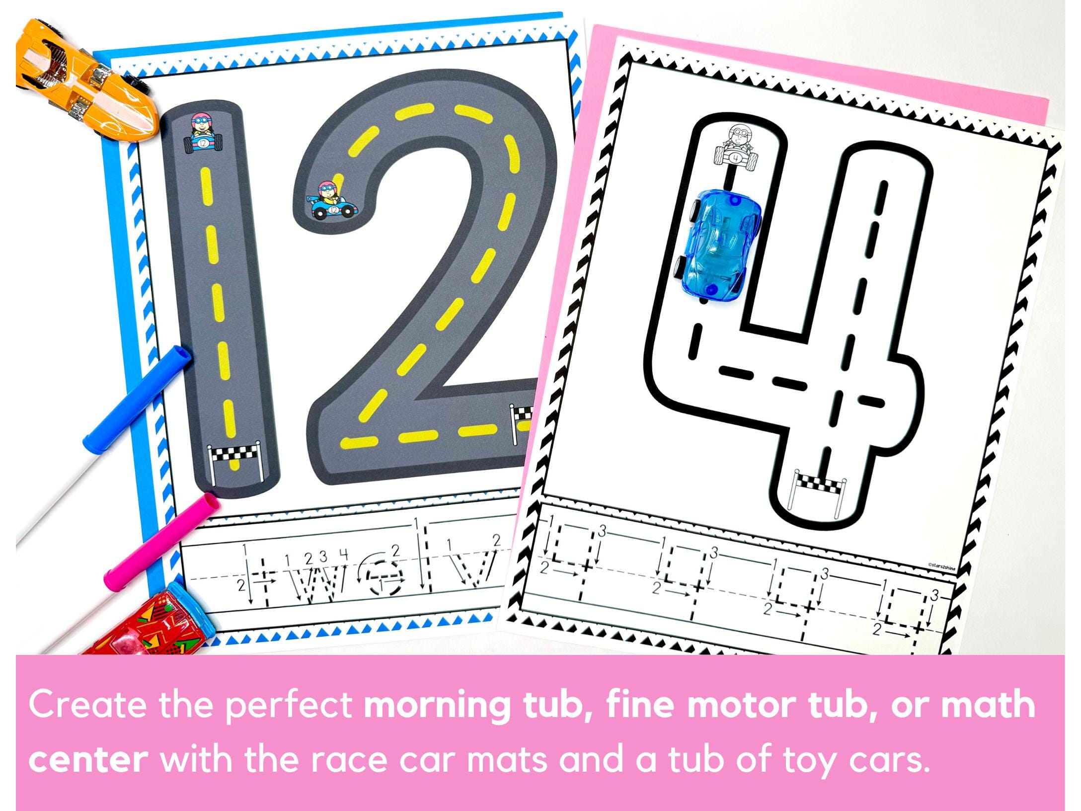Race Car Number Formation Mats | Road Numbers Fine Motor Activity ...