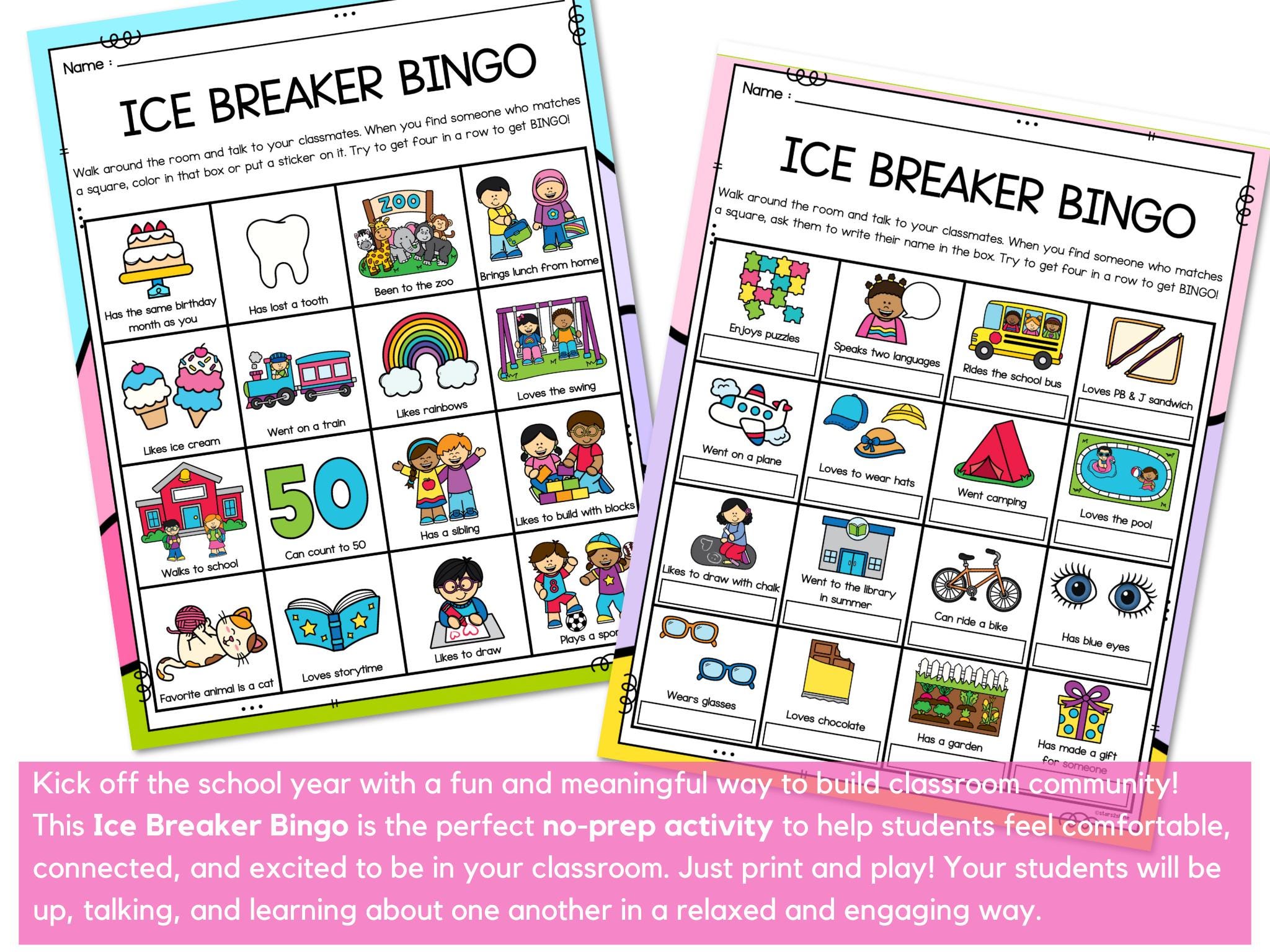 Ice Breaker Bingo - Get to Know You Bingo - First Day of School ...