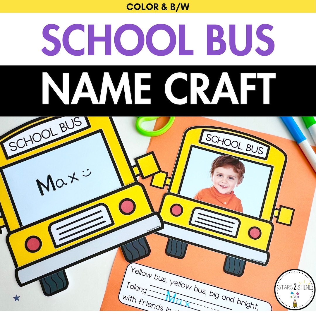 School Bus Craft | Name Craft for Preschool and Kindergarten | Bulletin ...