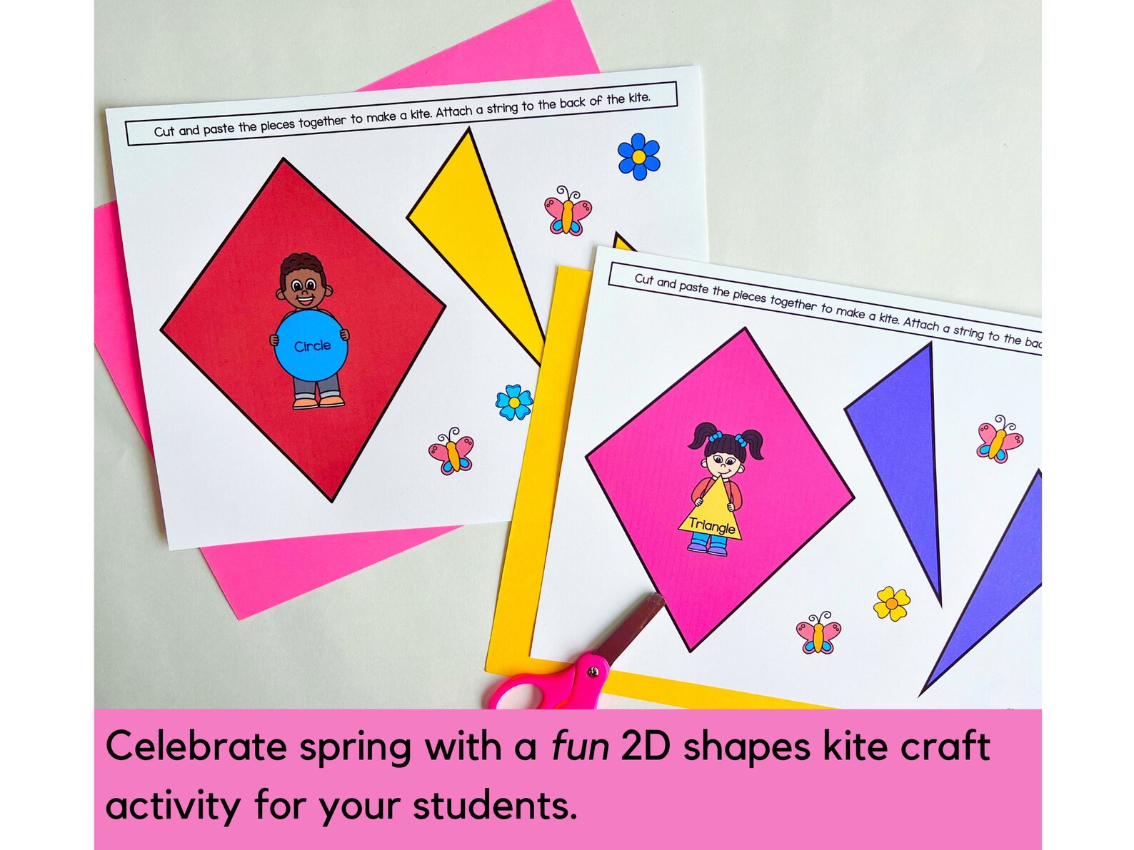 Kite Craft | 2D Shape Craft | Printable Spring Craftivity for Pre K ...