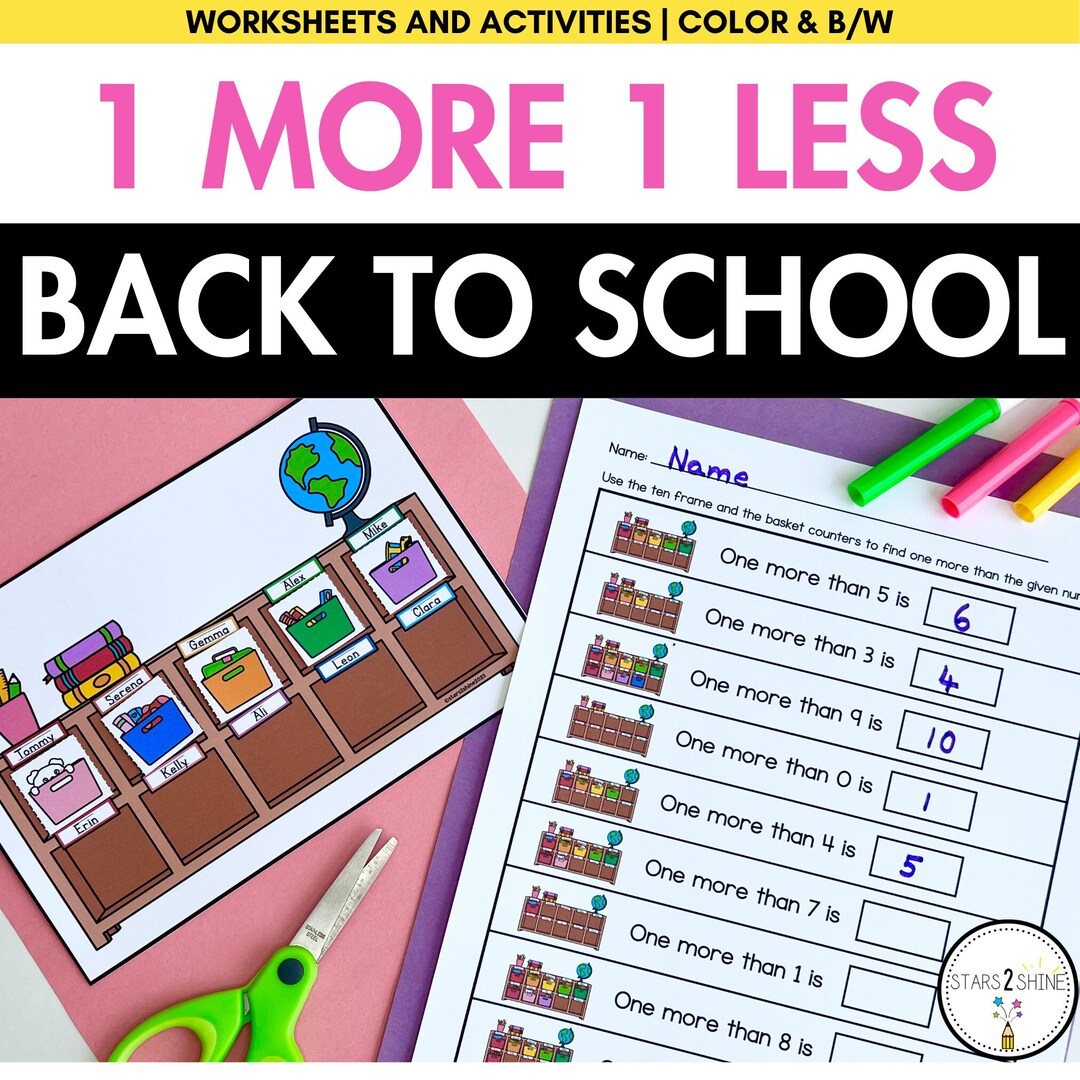 One More One Less Games Worksheets for Kindergarten | 1 More and 1 Less ...