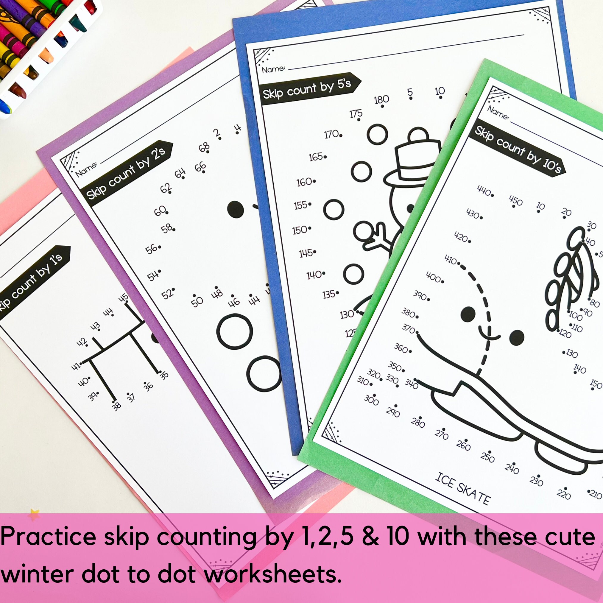 Winter Skip Counting Dot to Dot| ABC Order Dot to Dot Worksheets ...