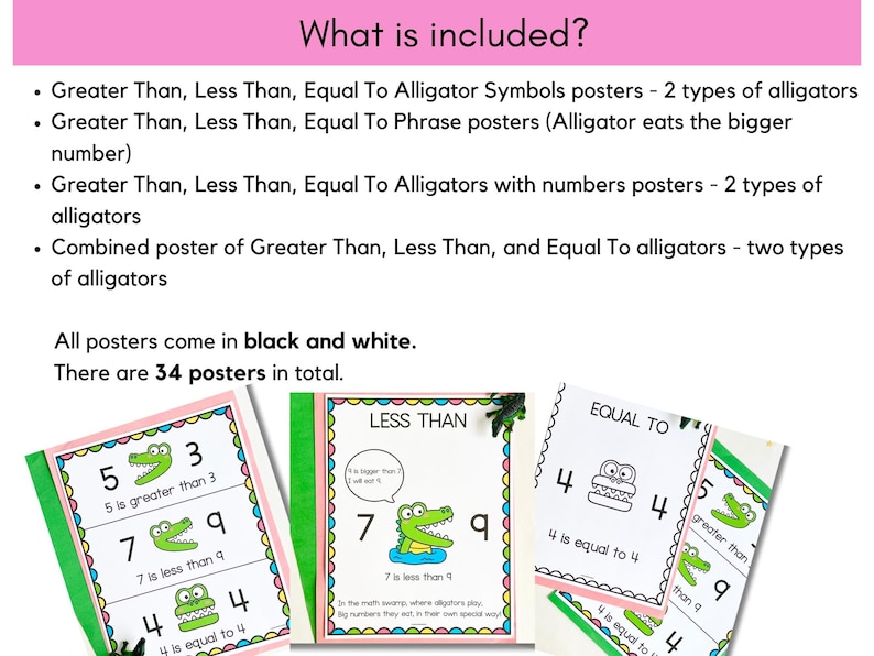 Greater Than Less Than Alligator Posters | Greater Than Less Than Equal ...