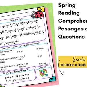 Spring Reading Comprehension Passages and Questions Printable for ...
