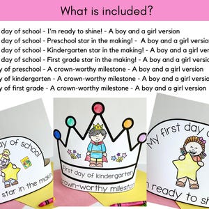 First Day of School Crowns or Hat for Preschool, Kindergarten, 1st ...
