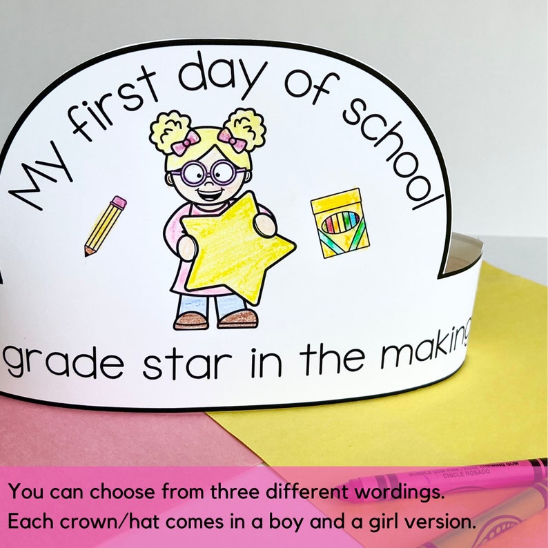 First Day of School Crowns or Hat for Preschool, Kindergarten, 1st ...