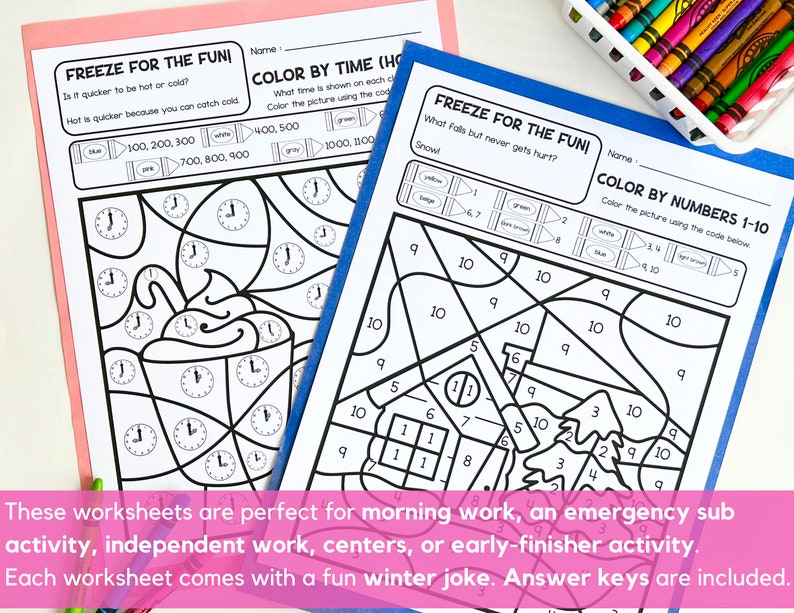 Winter Color by Code | Winter Color by Number Addition Subtraction ...