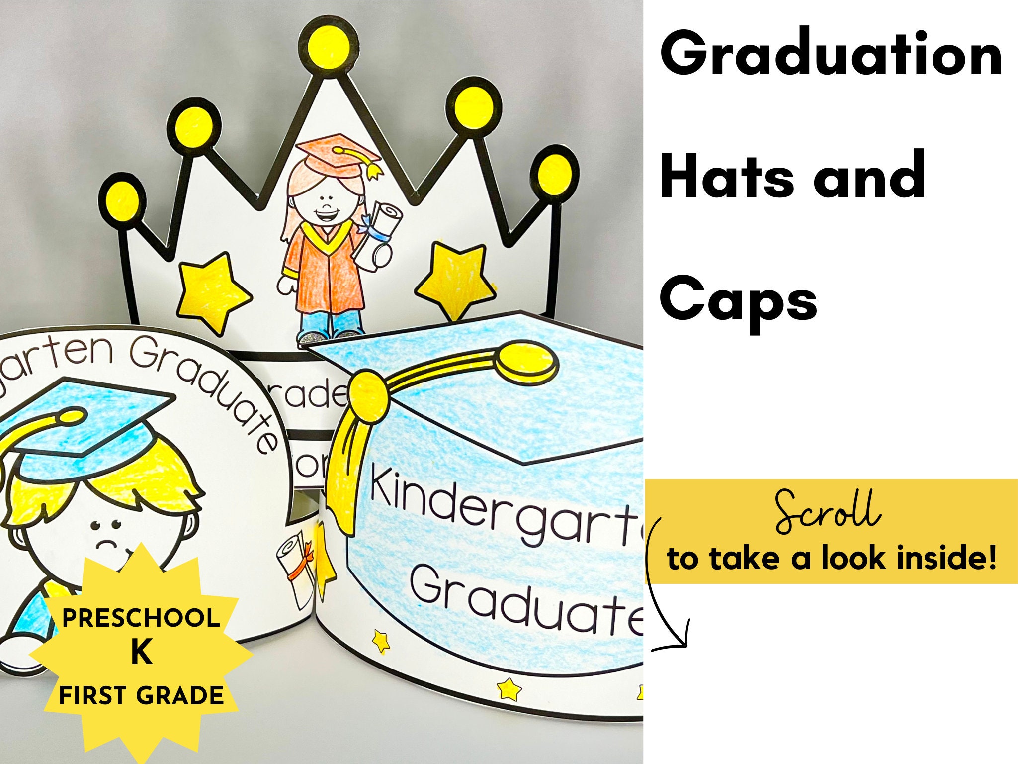 Printable Graduation Hat and Graduation Cap for Preschool, Kindergarten ...