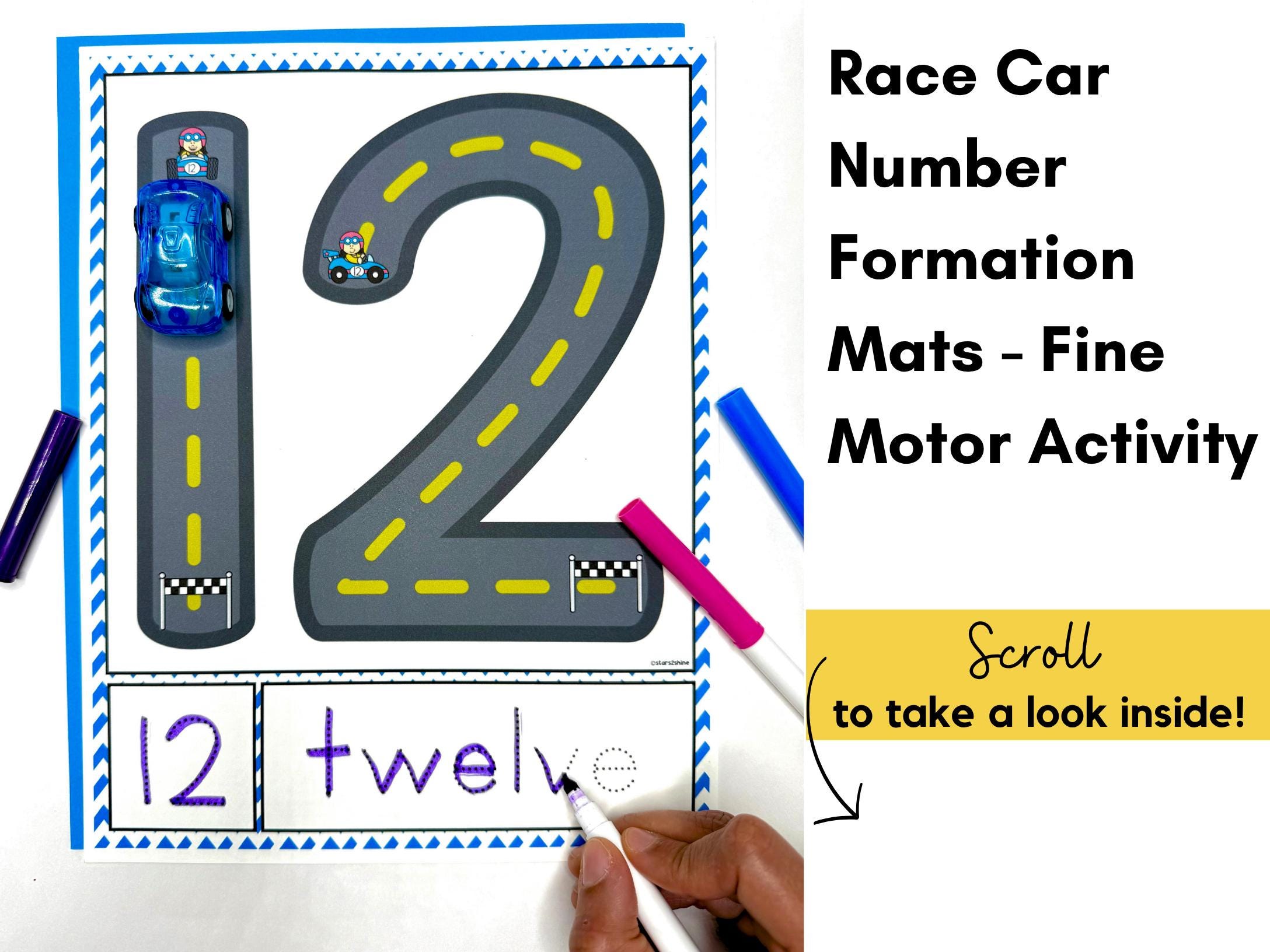 Race Car Number Formation Mats | Road Numbers Fine Motor Activity ...