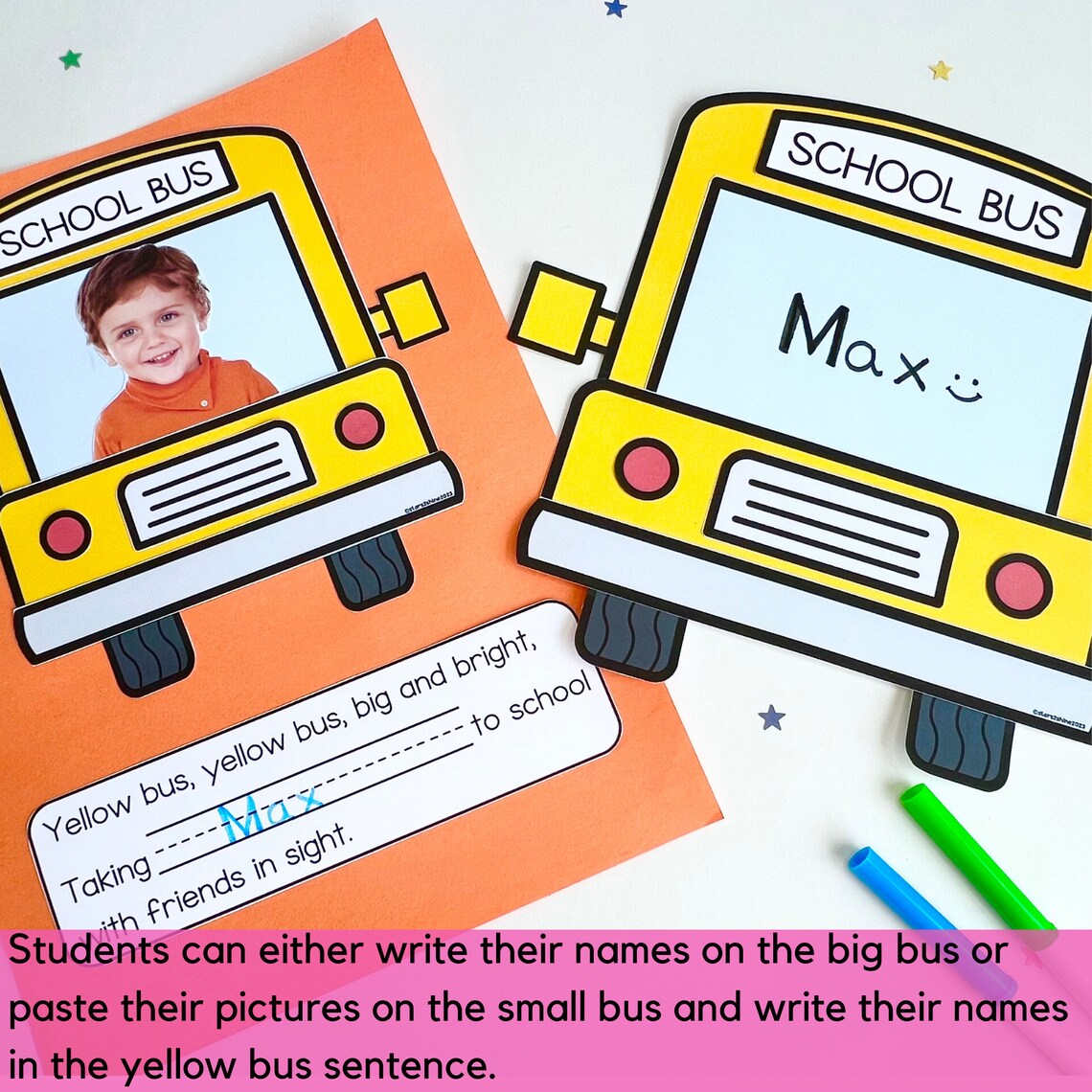 School Bus Craft | Name Craft for Preschool and Kindergarten | Bulletin ...