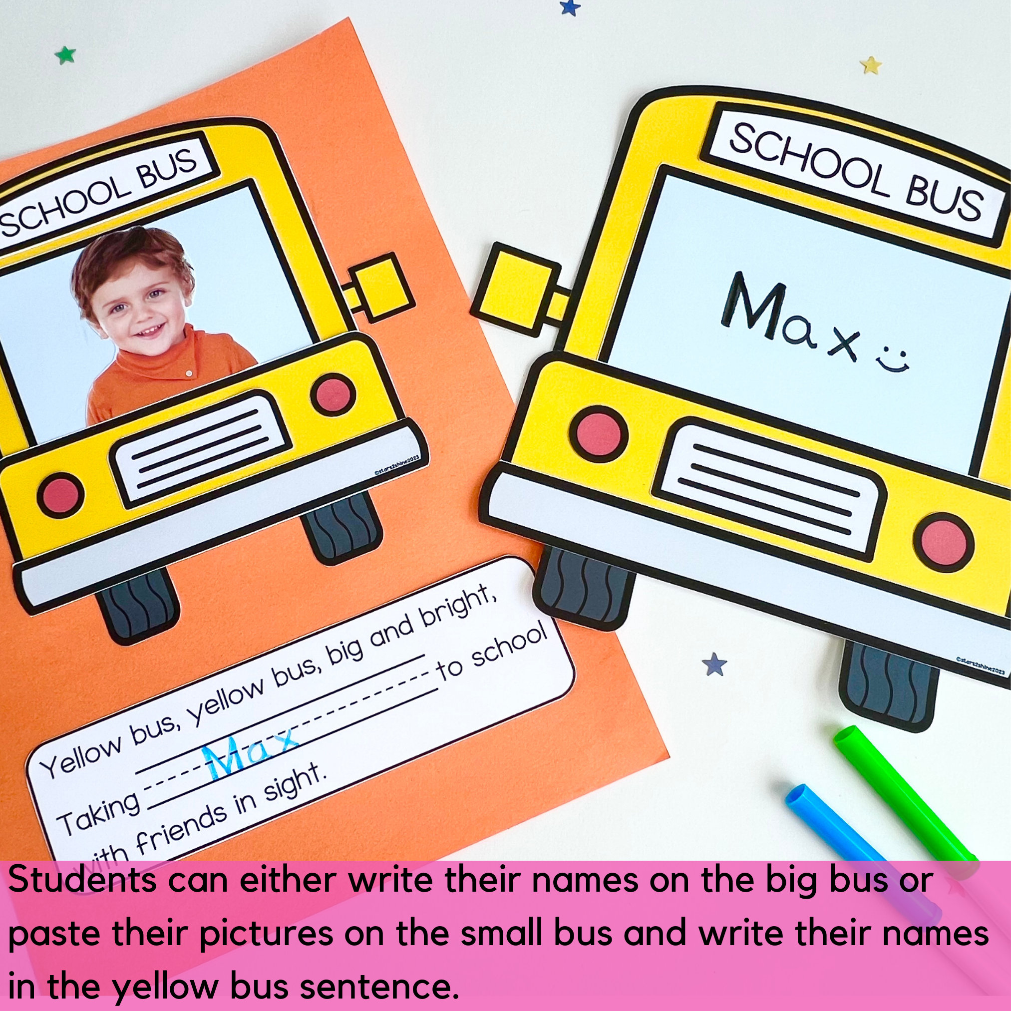 School Bus Craft | Name Craft for Preschool and Kindergarten | Bulletin ...