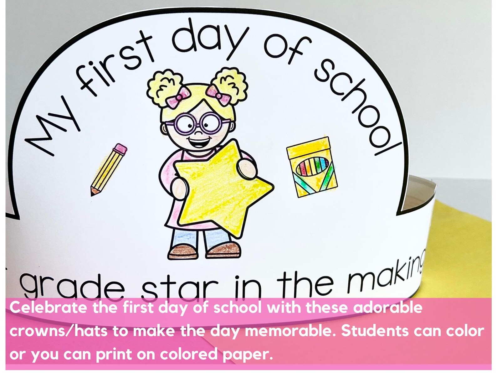 First Day of School Crowns or Hat for Preschool, Kindergarten, 1st ...