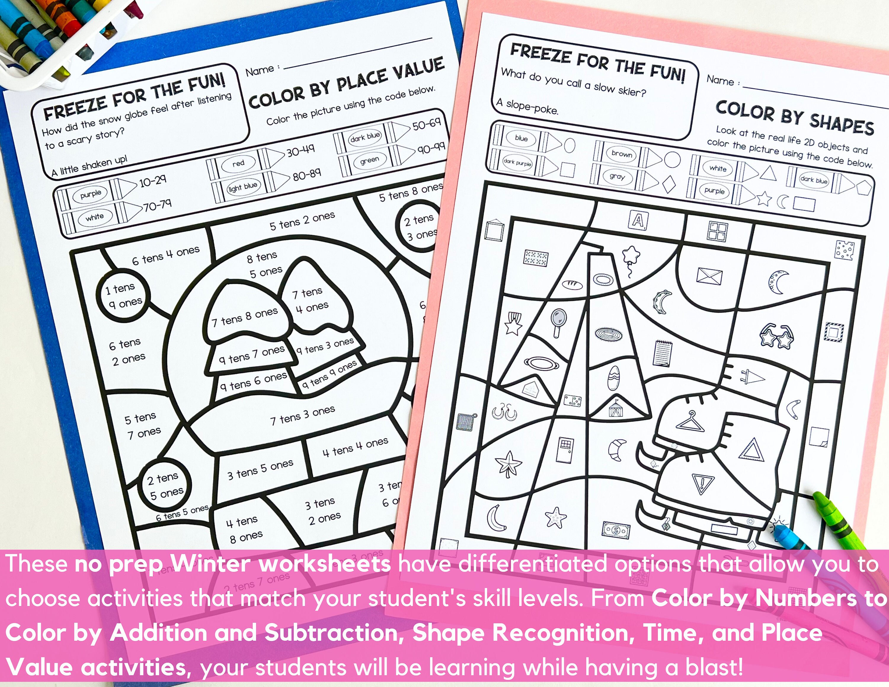 Winter Color by Code | Winter Color by Number Addition Subtraction ...