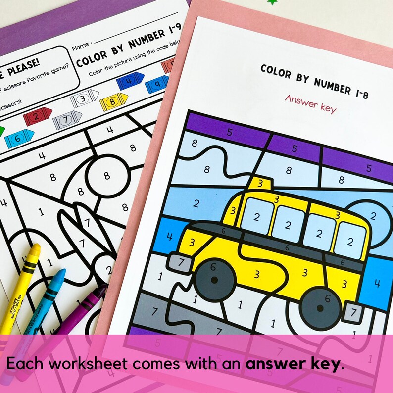 Back to School Color by Number Pre K | Color by Number Math Worksheets ...