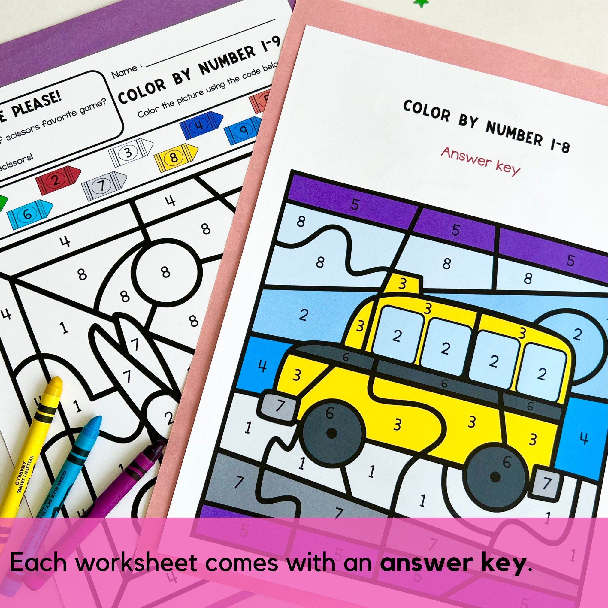 Back to School Color by Number Pre K | Color by Number Math Worksheets ...