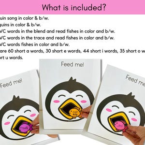Winter CVC Words | Feed the Penguin CVC Words Kindergarten Activity ...