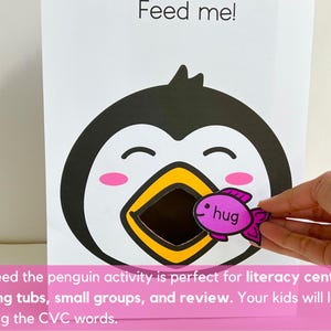 Winter CVC Words | Feed the Penguin CVC Words Kindergarten Activity ...