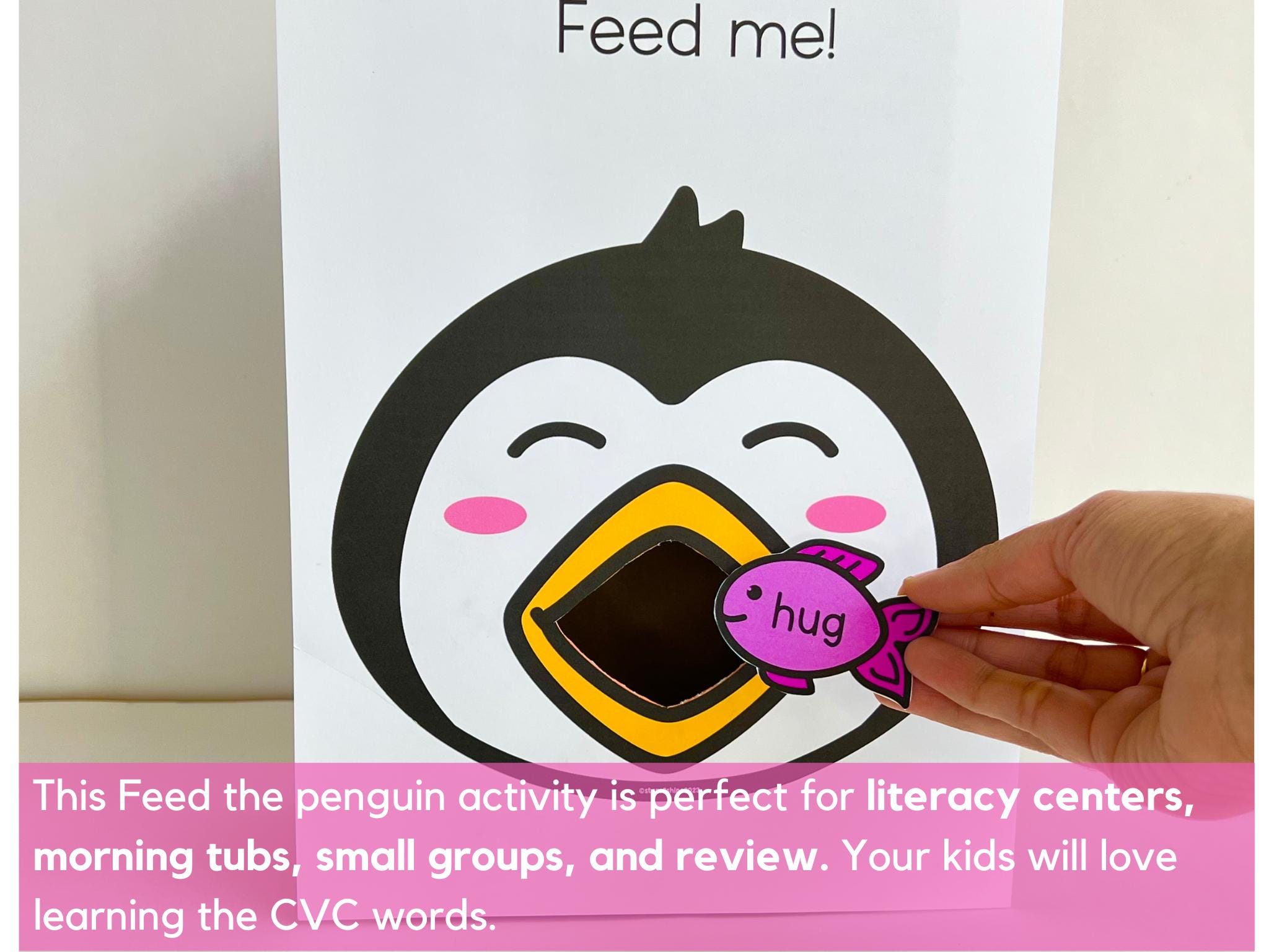 Winter CVC Words | Feed the Penguin CVC Words Kindergarten Activity ...