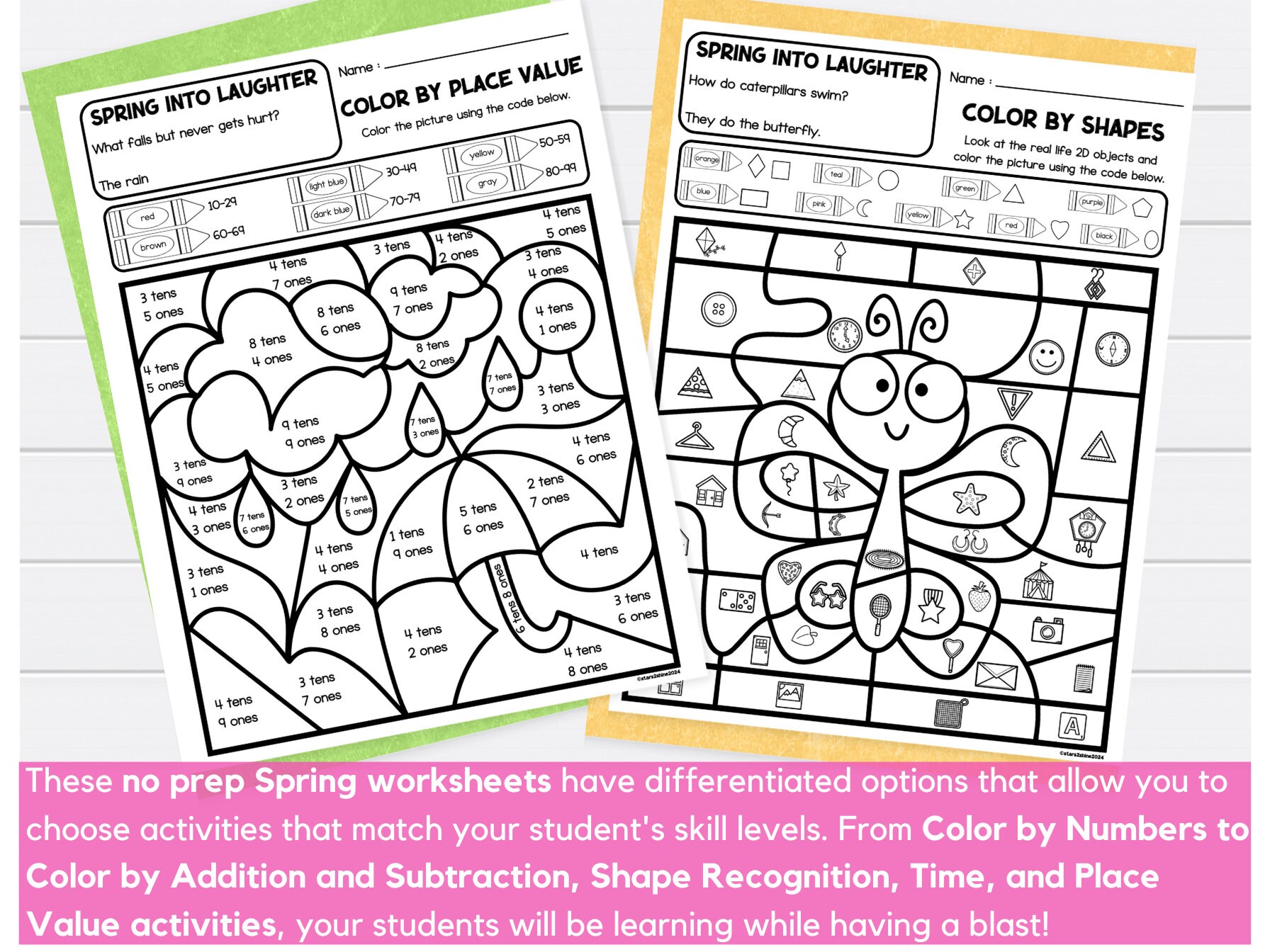 Spring Color by Code | Spring Color by Number Addition Subtraction ...