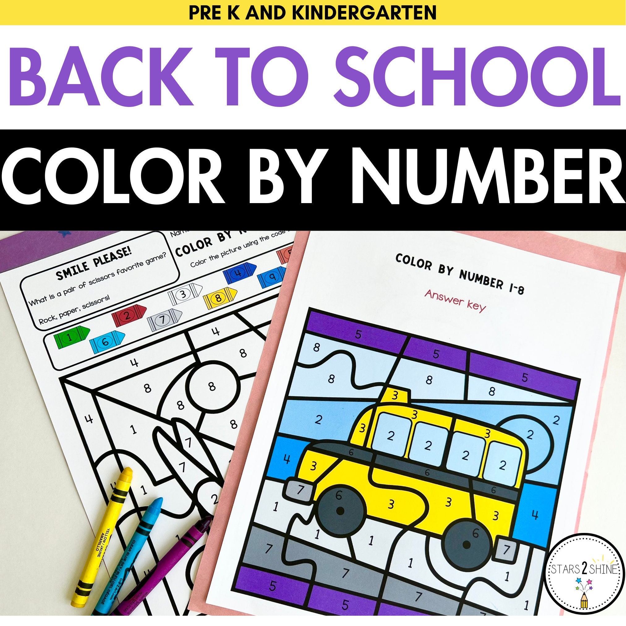 Back to School Color by Number Pre K | Color by Number Math Worksheets ...