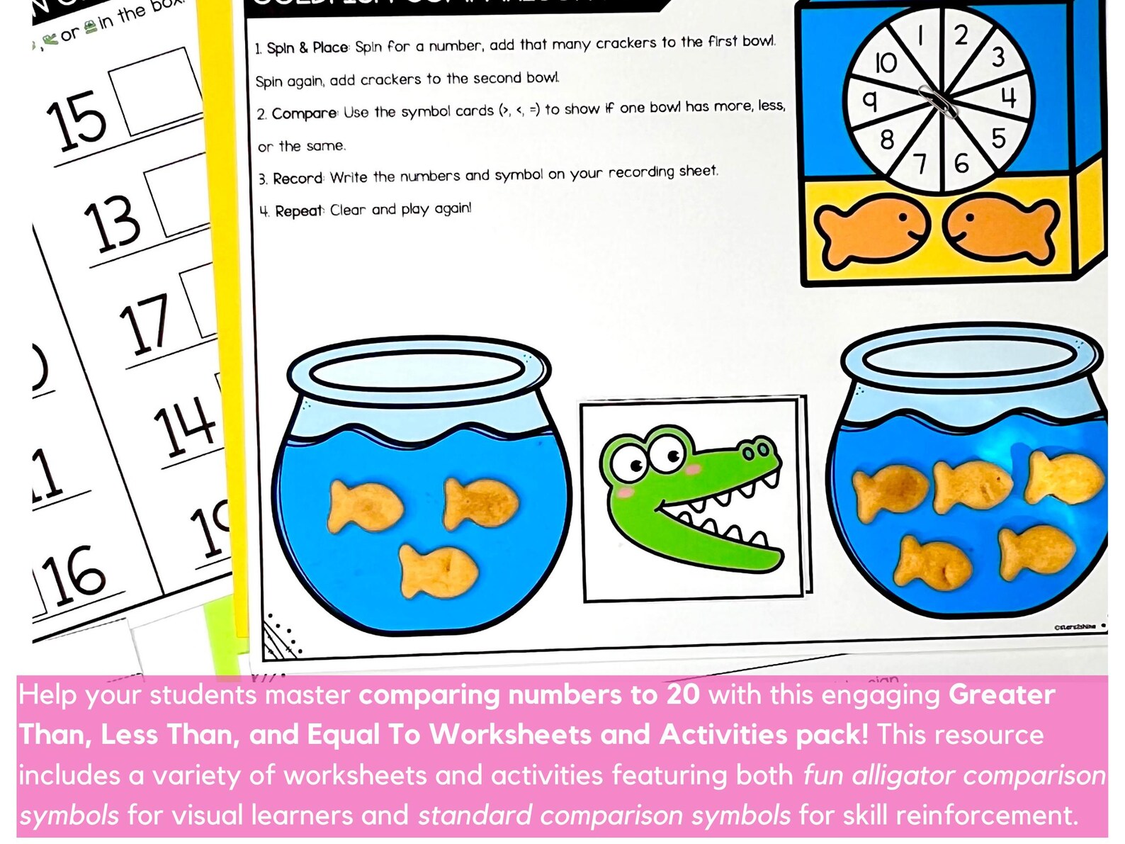 Greater Than Less Than Equal to Worksheet | Comparing Numbers to 20 ...