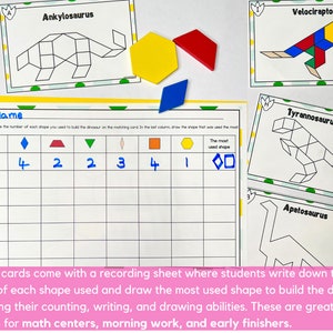 Dinosaur Pattern Blocks Mats and Task Cards | Pattern Block Templates ...