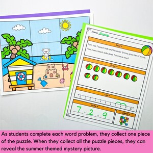 Summer Word Problems | Printable Kindergarten Addition and Subtraction ...