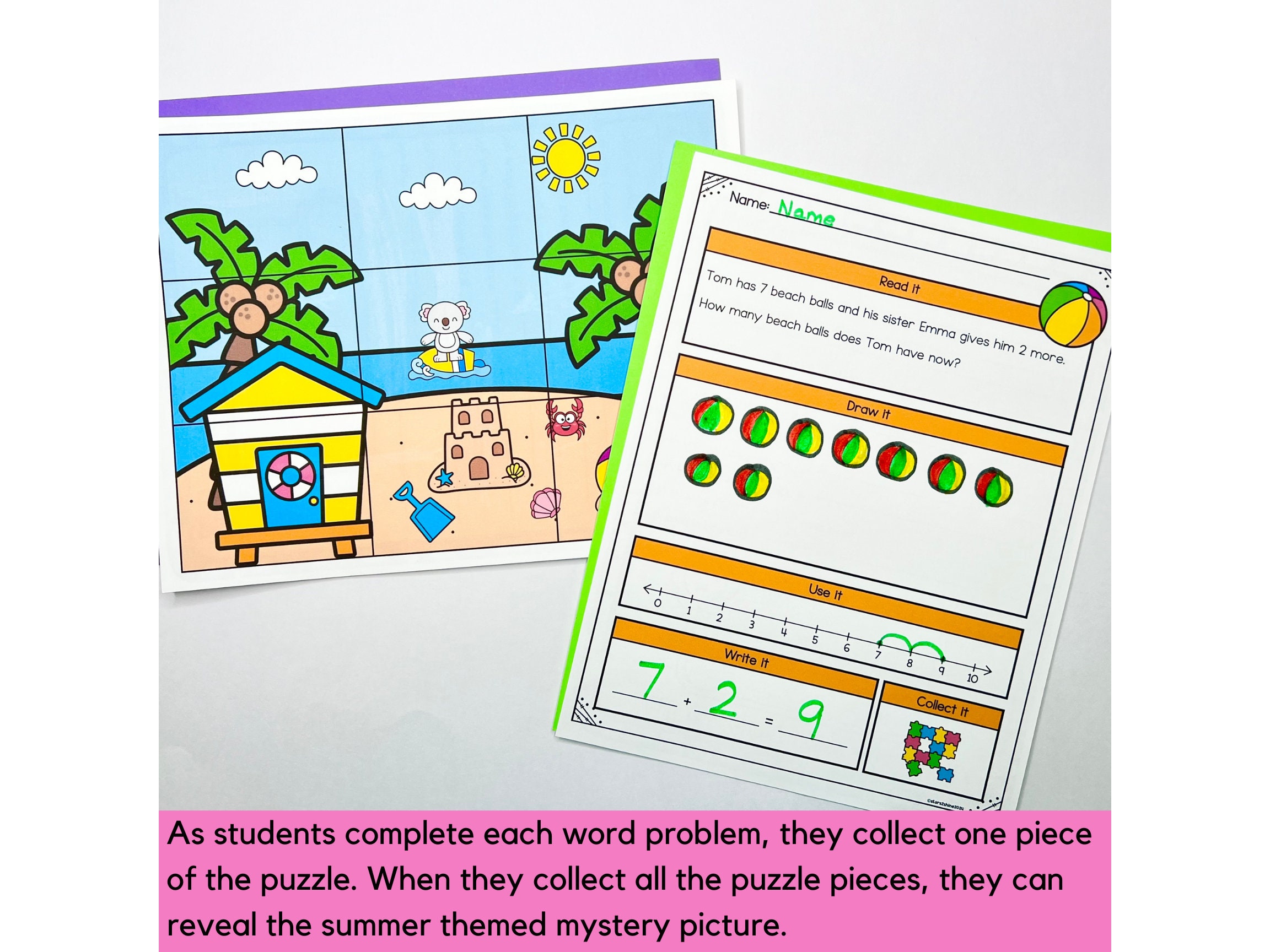 Summer Word Problems | Printable Kindergarten Addition and Subtraction ...