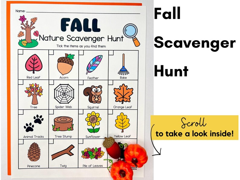 Fall Scavenger Hunt Nature Walk Scavenger Hunt Pumpkin Patch Scavenger ...