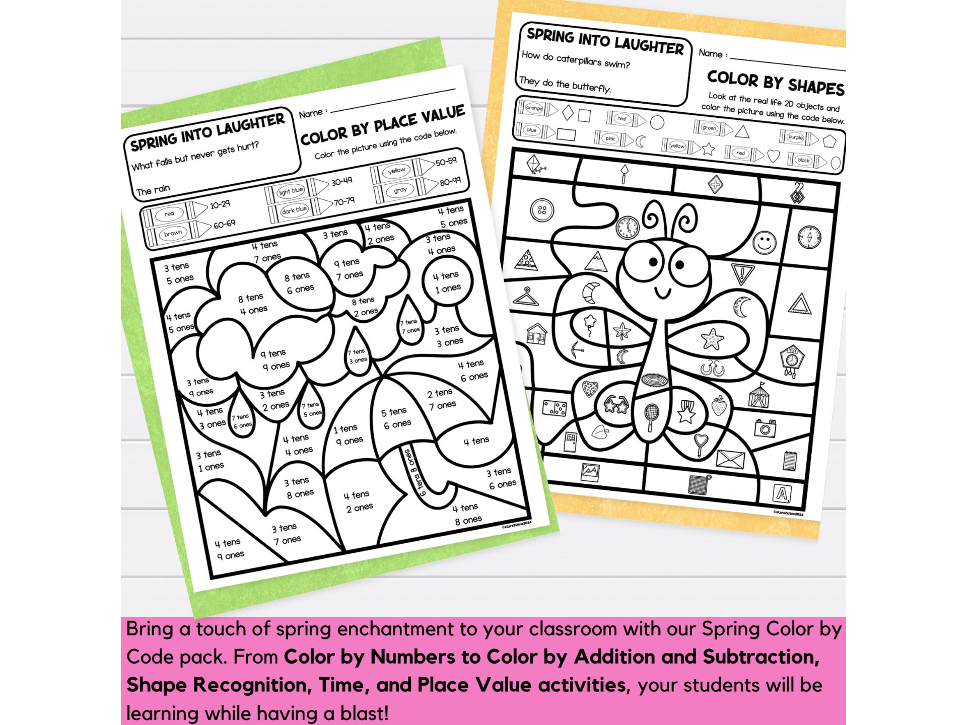 Spring Color by Code | Spring Color by Number Addition Subtraction ...